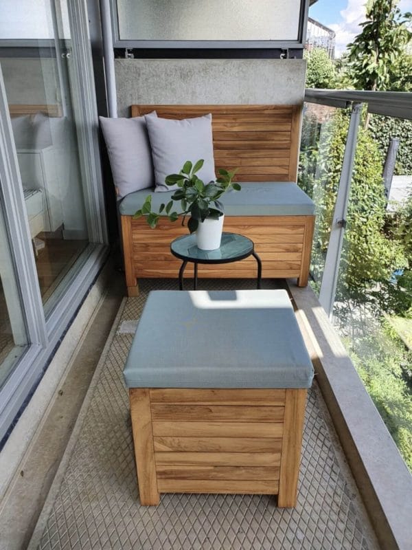 Balkon loungeset voor een klein balkon - Balkonbank + hocker